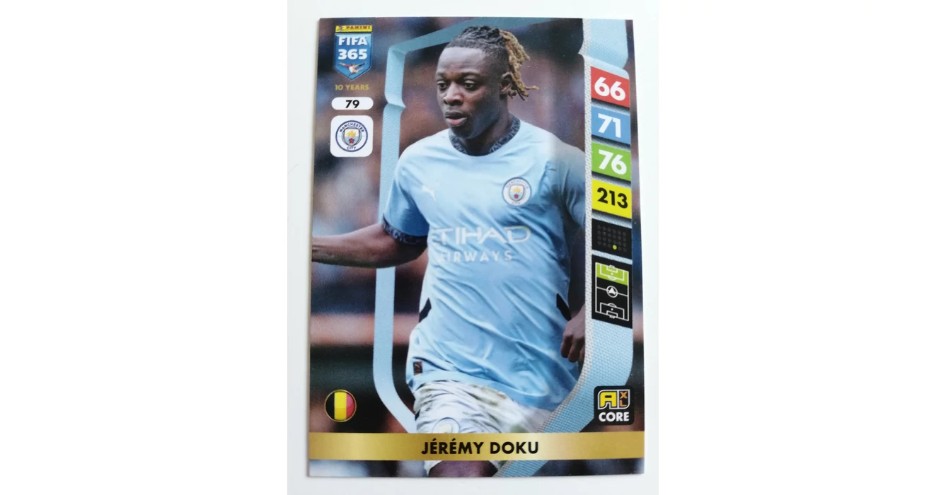 79 Jérémy Doku CORE focis kártya (Manchester City) FIFA365 2024-25 ...