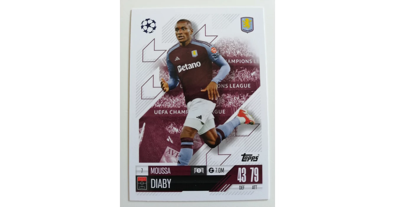 7 Moussa Diaby Base card focis kártya (Aston Villa) Topps MATCH ATTAX ...