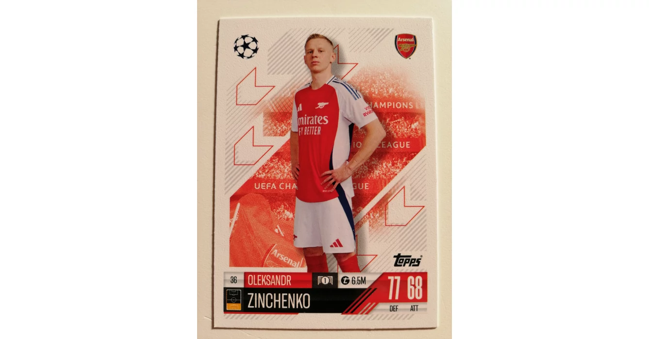 36 Oleksandr Zinchenko Base card focis kártya (Arsenal) Topps MATCH ...