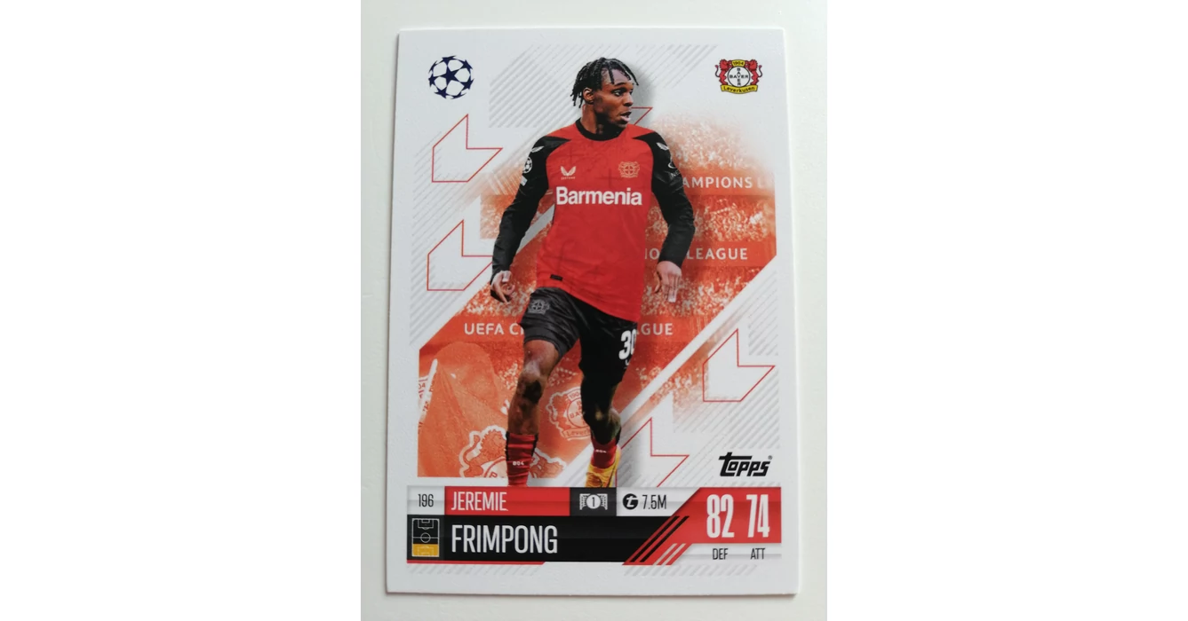 196 Jeremie Frimpong Base card focis kártya (Bayer 04 Leverkusen) Topps ...