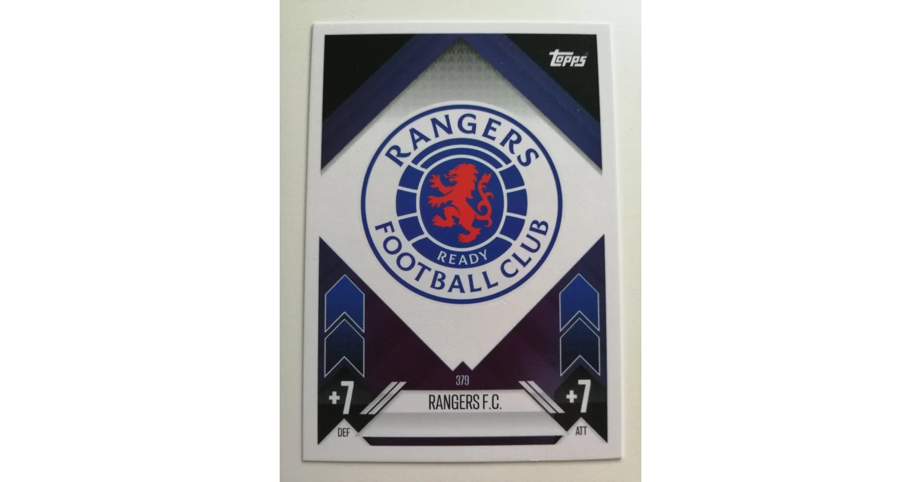 379 Team Badge Base card focis kártya (Rangers FC) Topps MATCH ATTAX BL ...