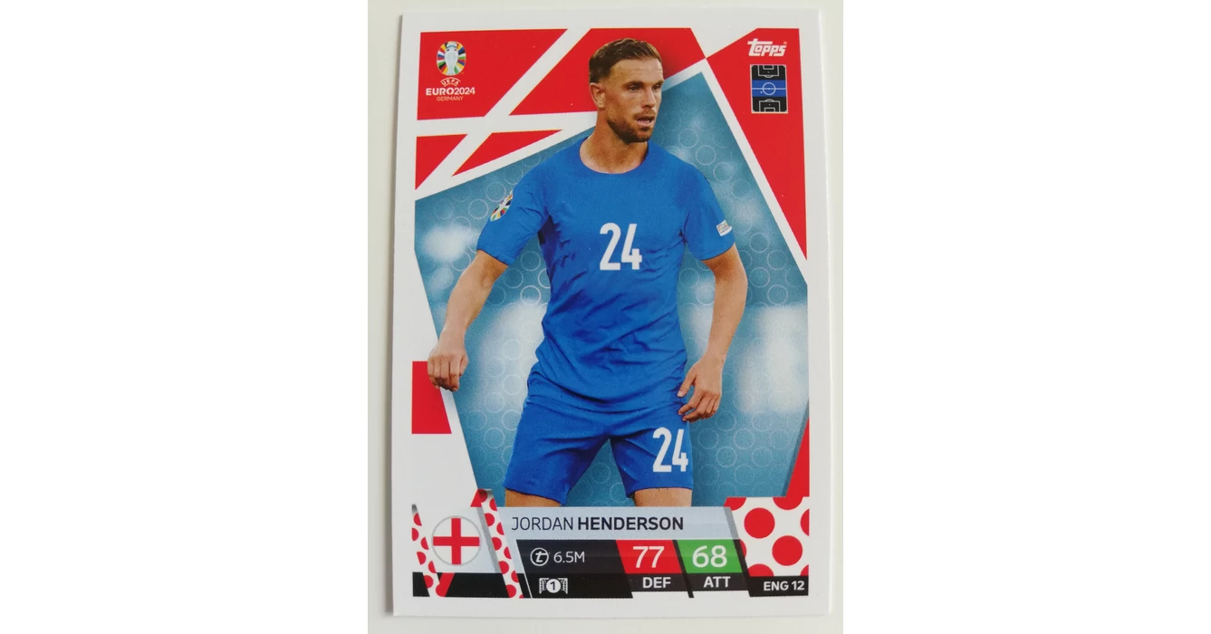 ENG12 Jordan Henderson Base card focis kártya (England) TOPPS Match ...