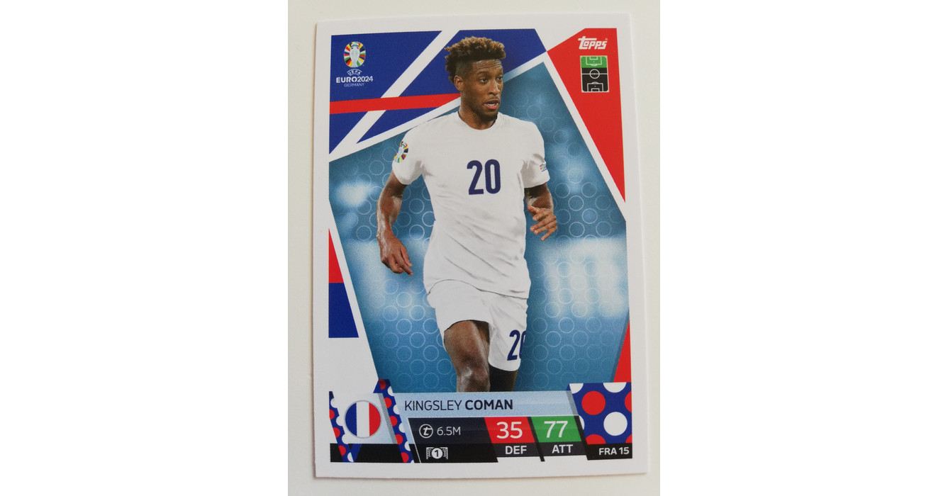 FRA15 Kingsley Coman Base card focis kártya (France) TOPPS Match Attax ...