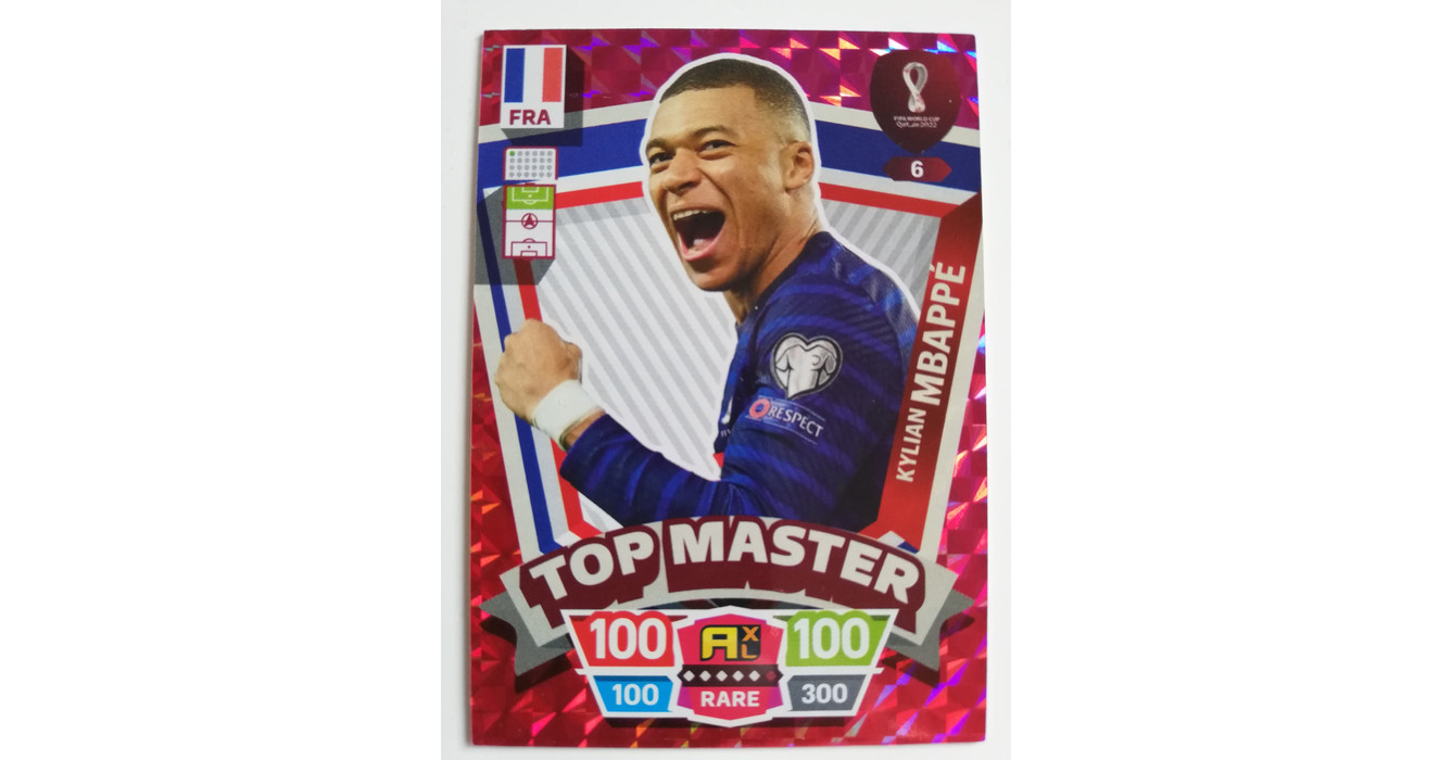 6 Kylian Mbappé RARE / Top Master focis kártya (France) Qatar VB 2022 ...