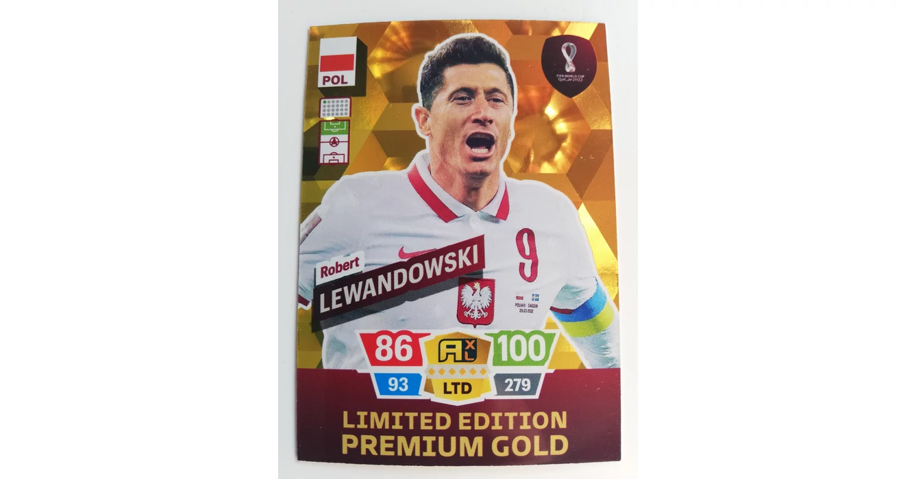 LEG-RL Robert Lewandowski Limited Edition / Premium Gold focis kártya (Poland) Qatar VB 2022 ...