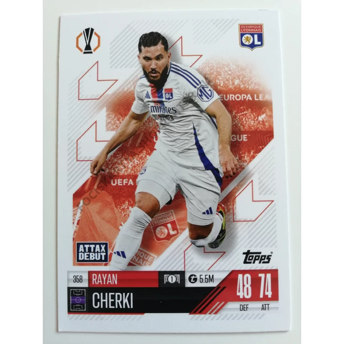 358 Rayan Cherki Base card focis kártya (Olympique Lyonnais) Topps ...